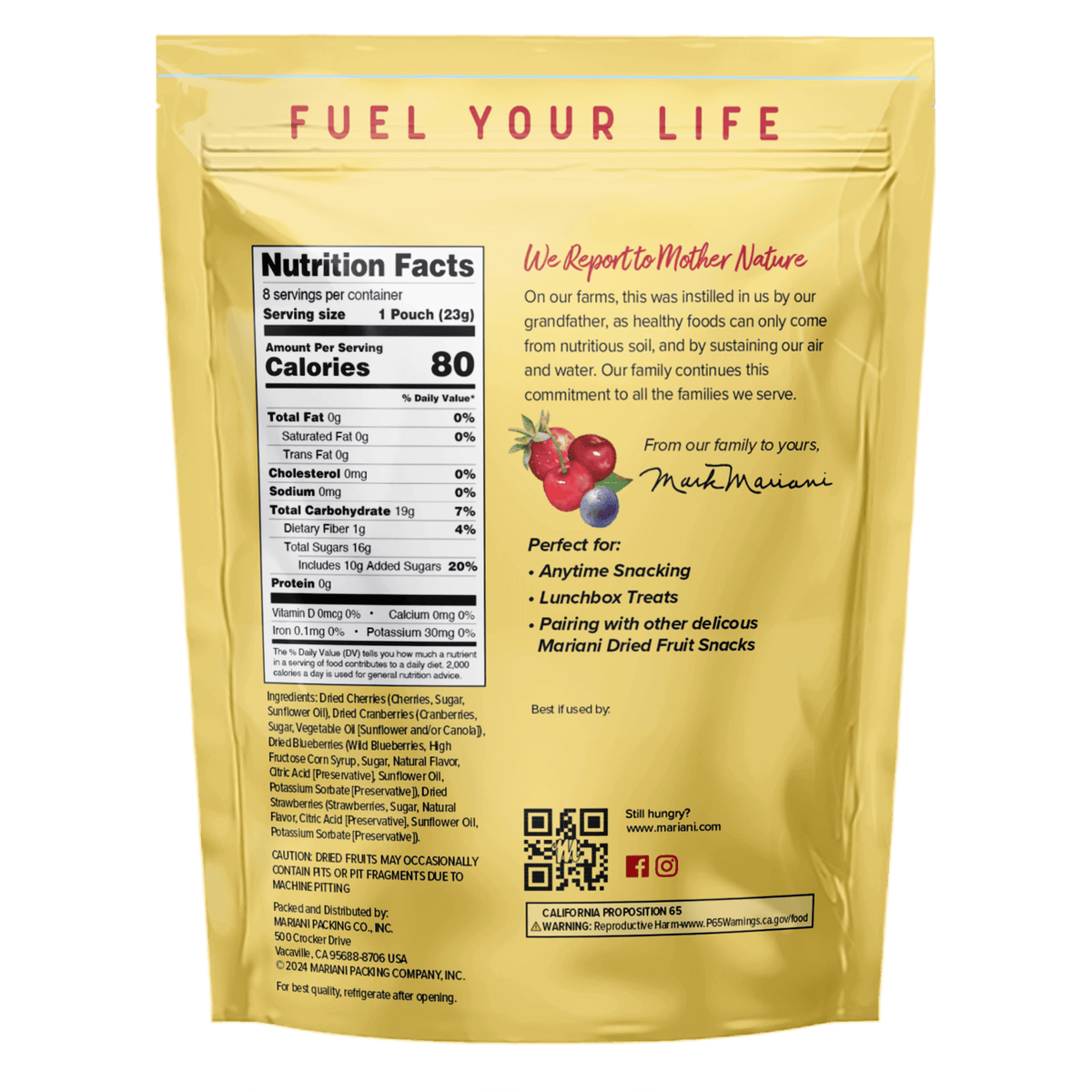 Mariani Snack Pack Berries 'n Cherries 3.5 oz. bag